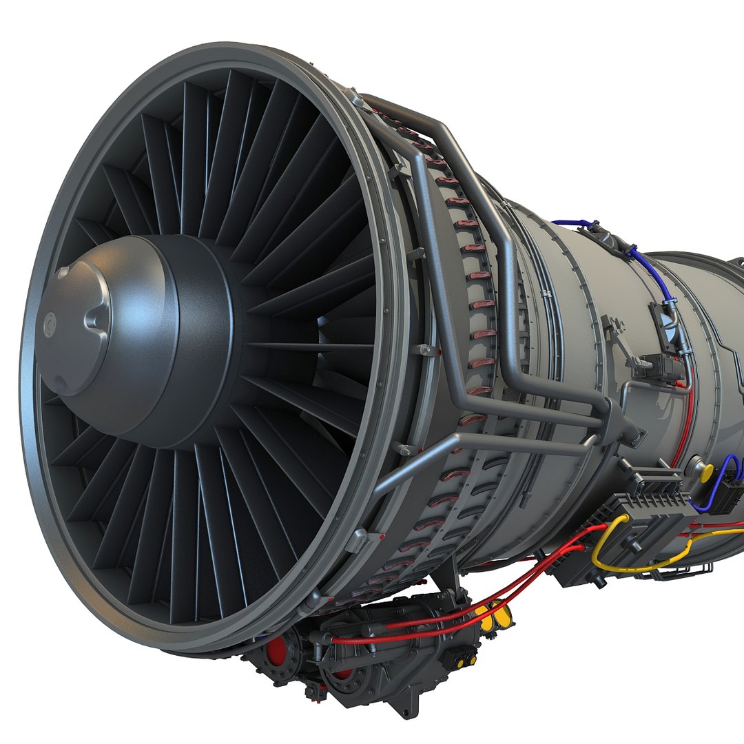 3d model pratt f100 afterburning turbofan engine