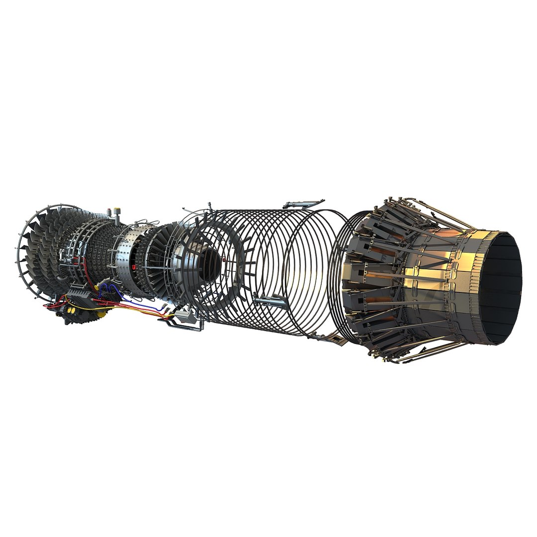 3d model pratt f100 afterburning turbofan engine