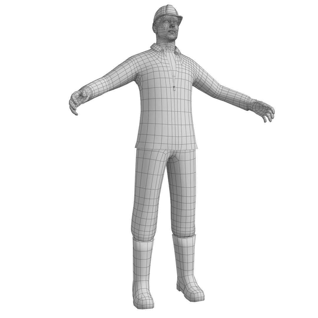 Rigged Worker Man 3d Model