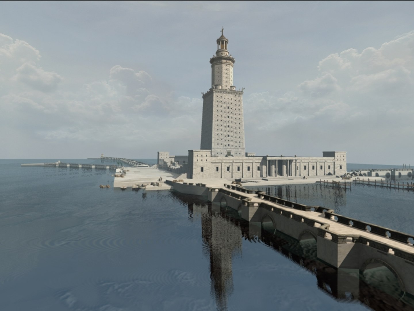 Wonders Lighthouse Alexandria Pharos 3d Model