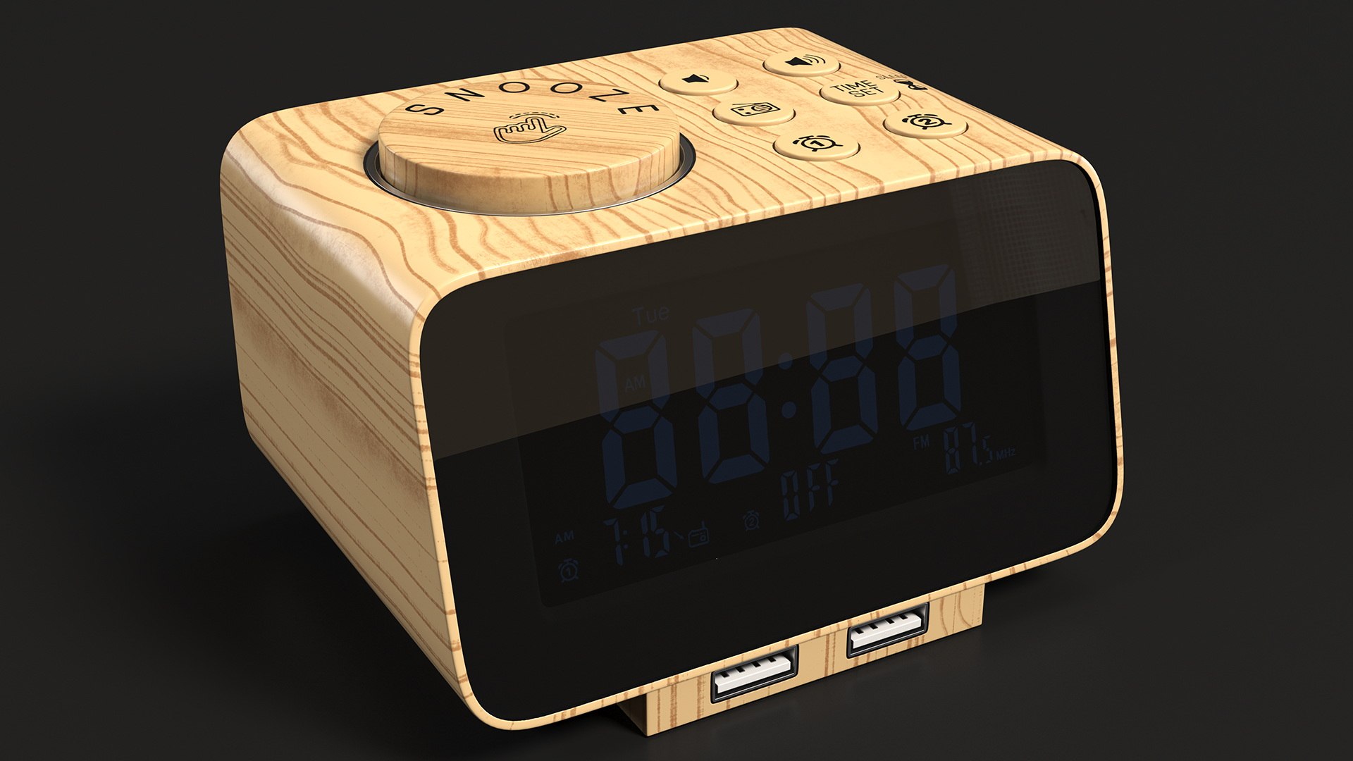 Digital Alarm Clock Wooden With LED Display Off 3D Model - TurboSquid ...