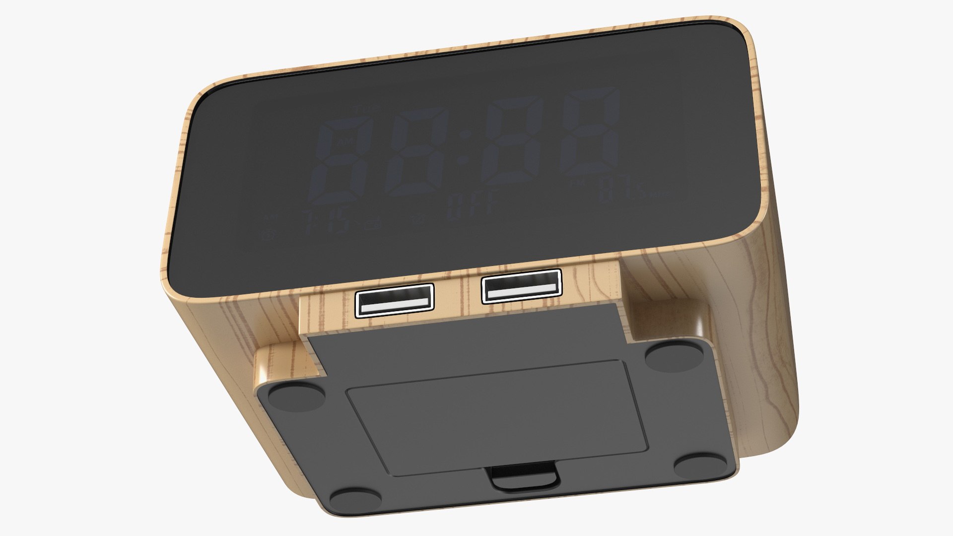Digital Alarm Clock Wooden with LED Display Off 3D model - TurboSquid ...