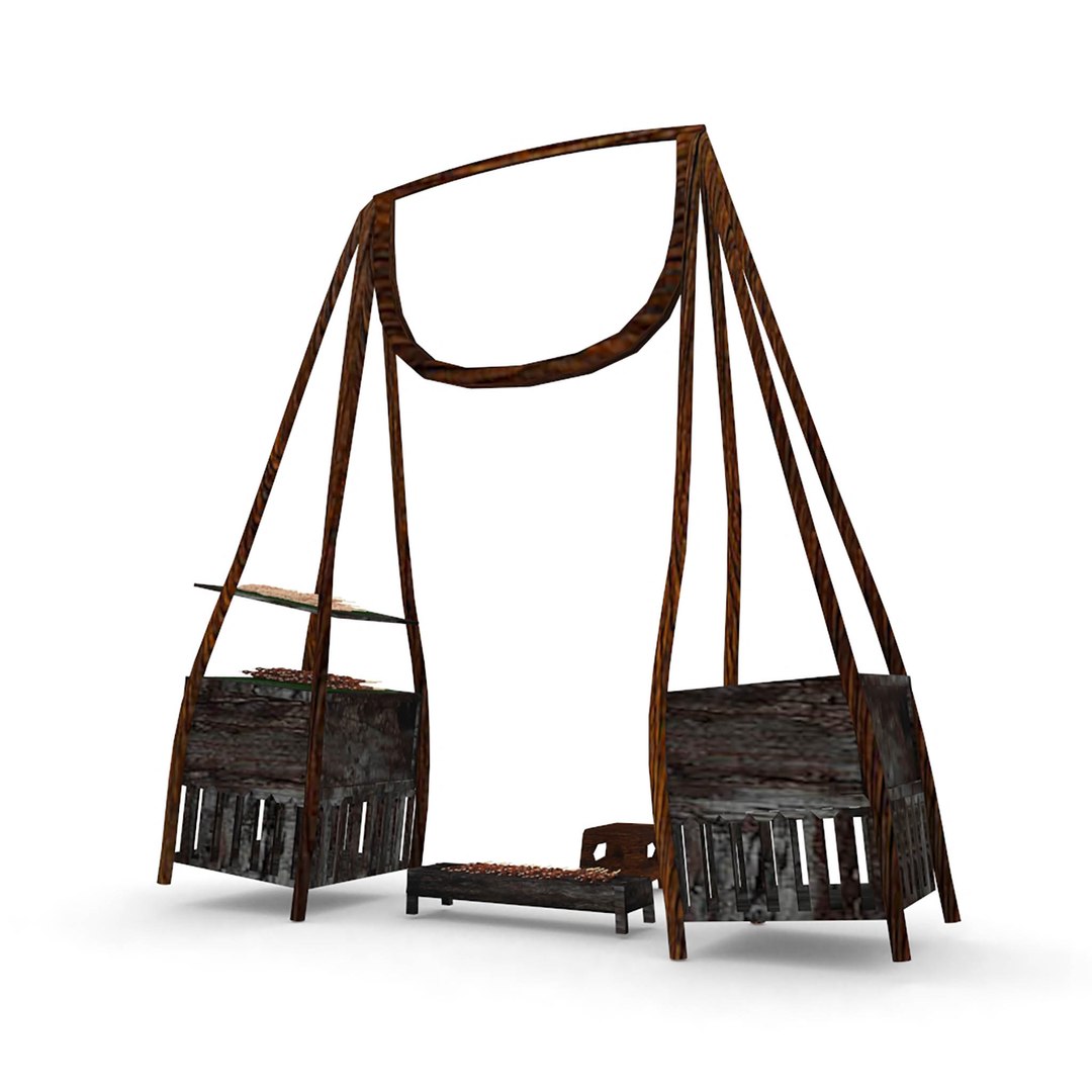 3D Traditional Satay Indonesian Bamboo Stick Barbeque Stall Model ...