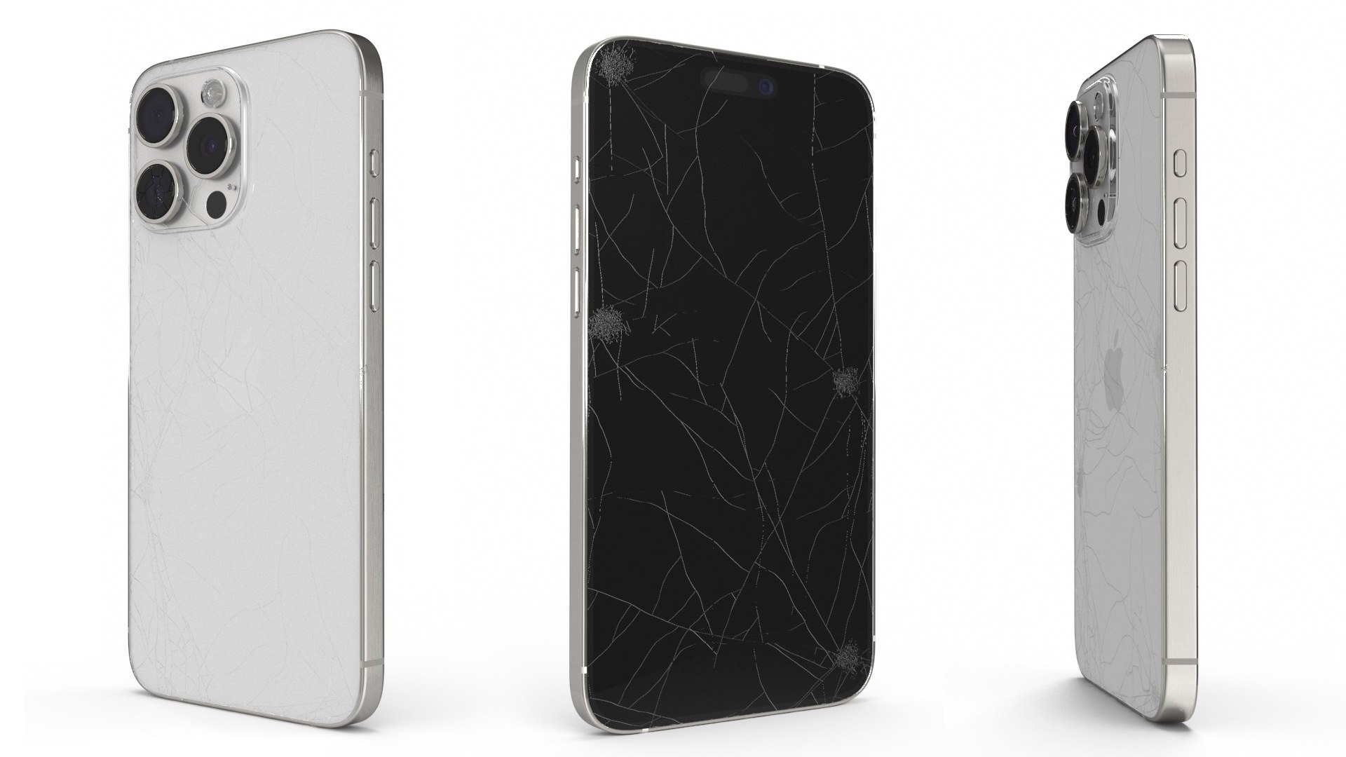 3D Apple Titanium IPhone 15 Pro Max White Cracked - TurboSquid 2250589