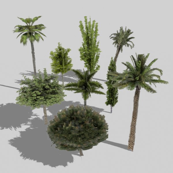 3ds max 20 low-poly trees shrubs