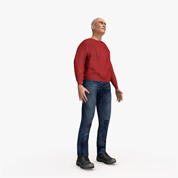 3d workers rig people man model