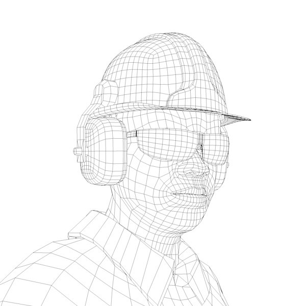 3d workers rig people man model