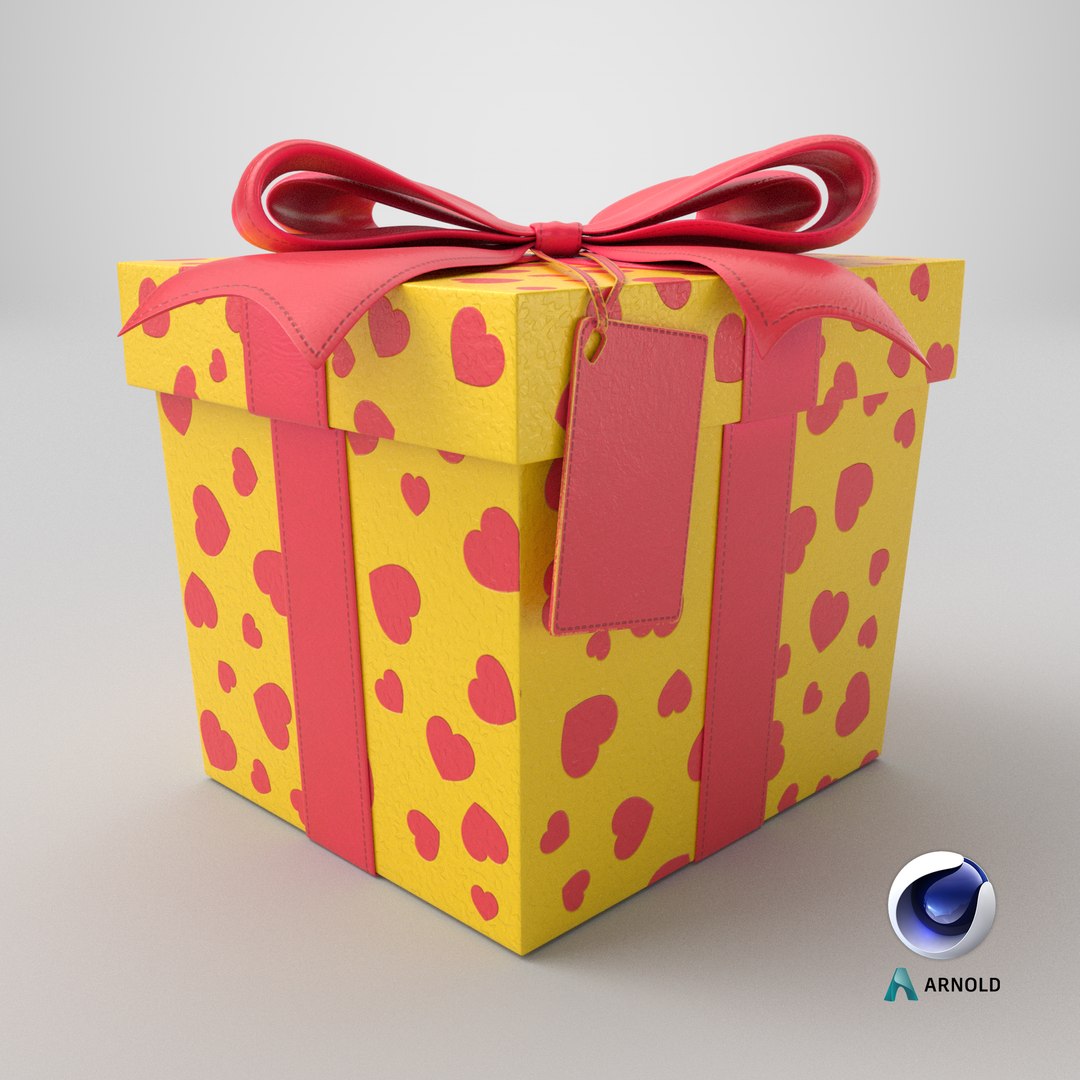 Gift Box Cube Label Yellow 3D Model - TurboSquid 2514227