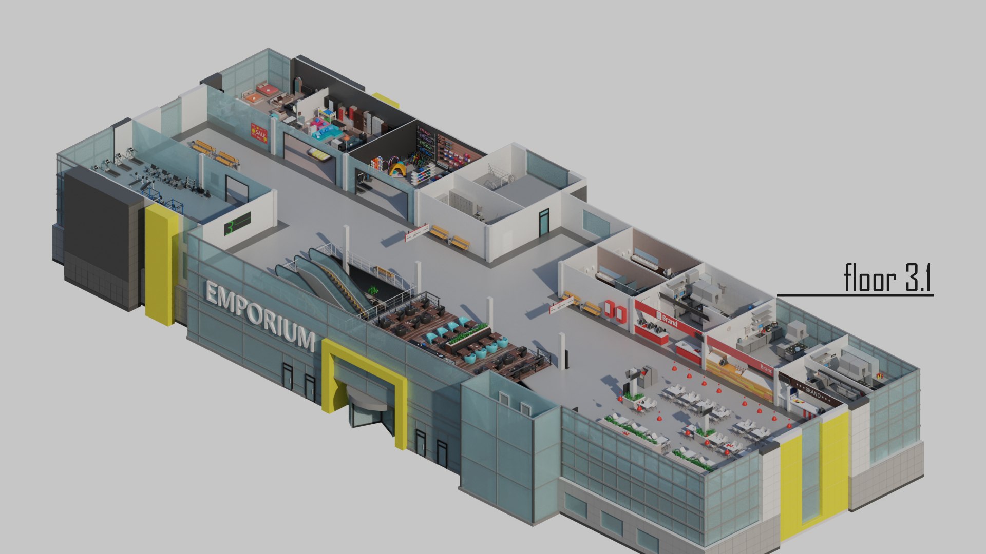Low poly shop center 1 3D - TurboSquid 1781508