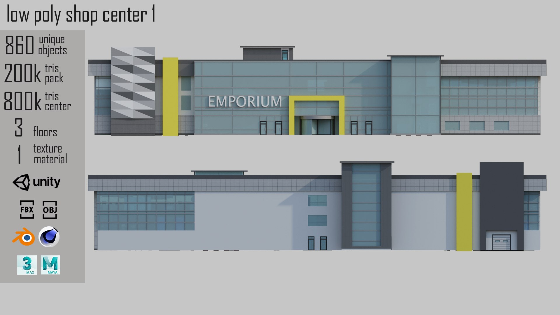 Low Poly Shop Center 1 3D - TurboSquid 1781508