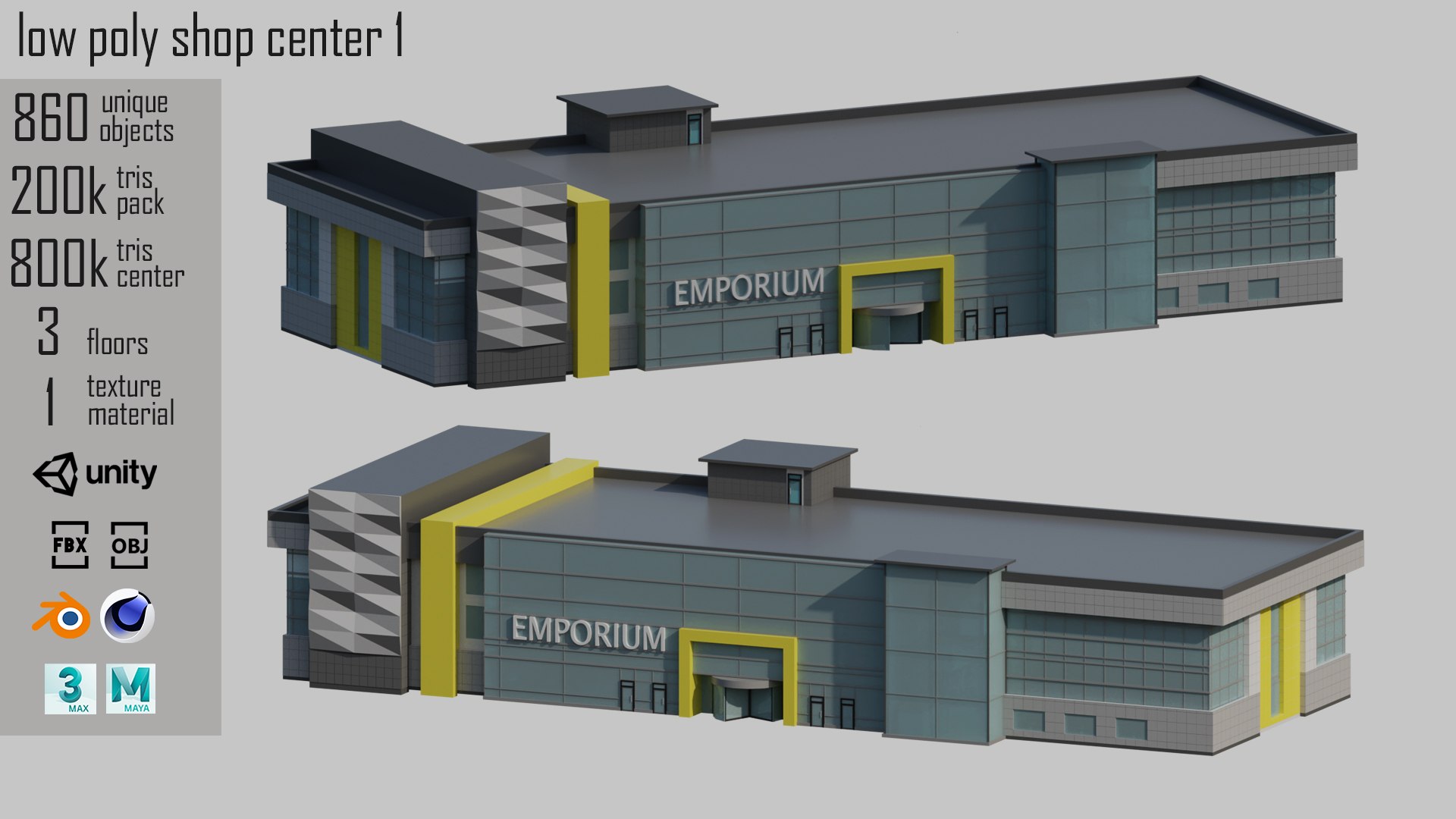 Low Poly Shop Center 1 3D - TurboSquid 1781508
