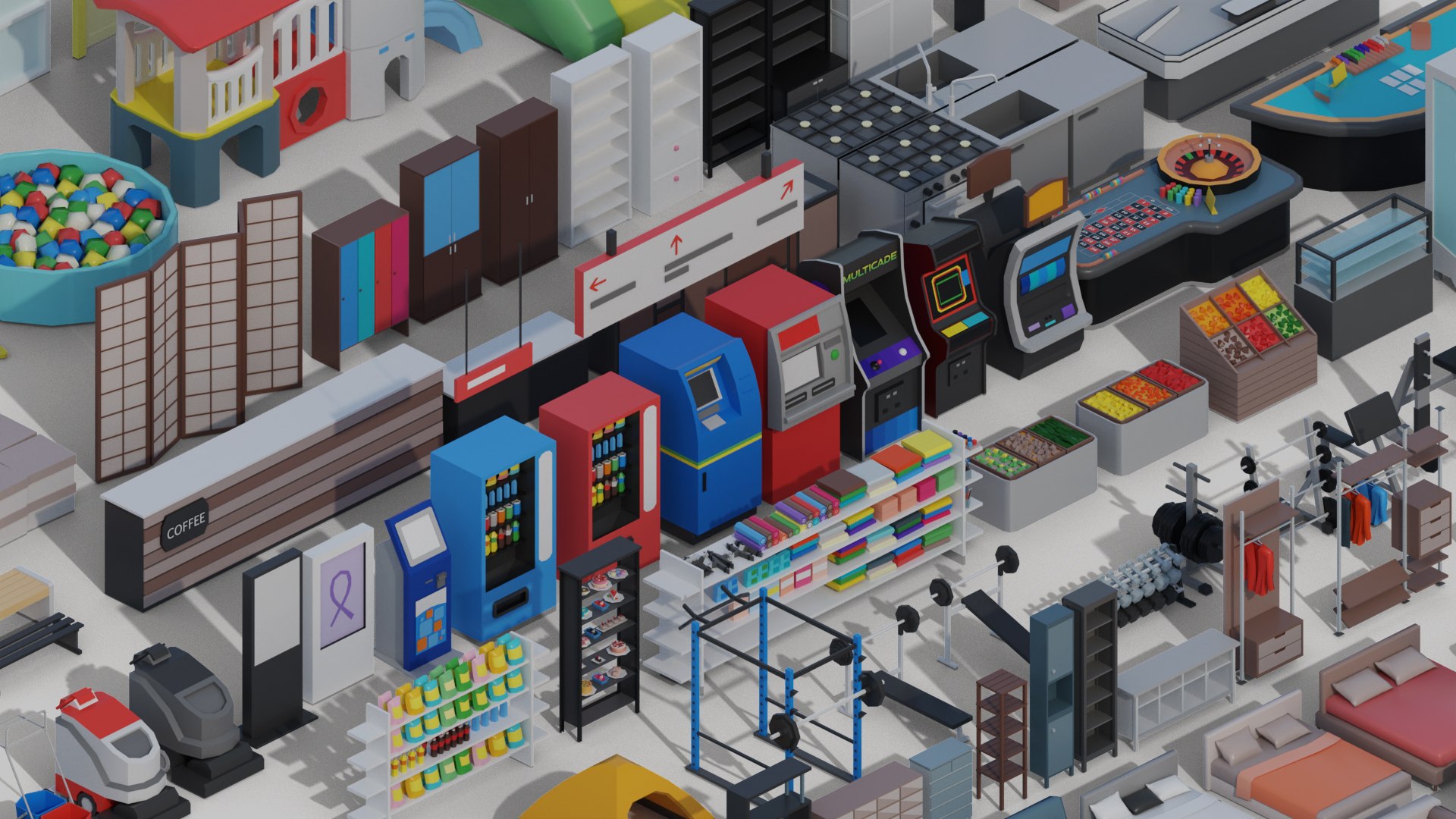 Low poly shop center 1 3D - TurboSquid 1781508