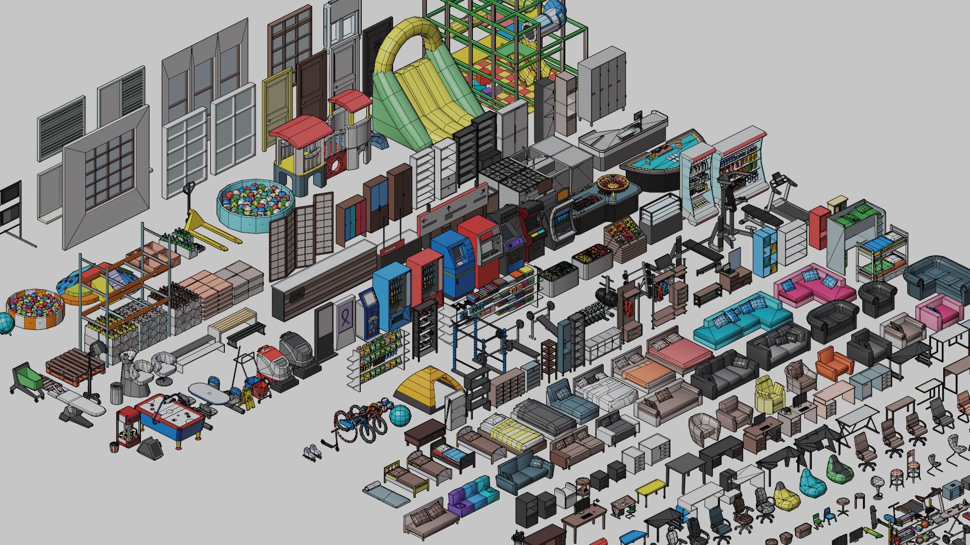 Low poly shop center 1 3D - TurboSquid 1781508