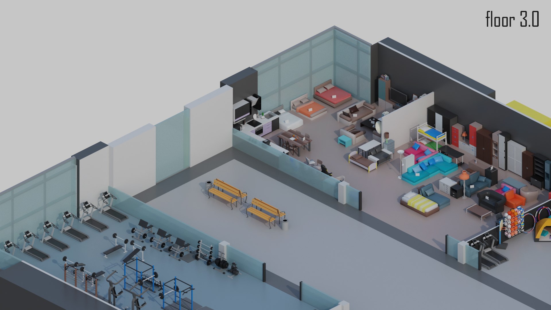Low Poly Shop Center 1 3D - TurboSquid 1781508