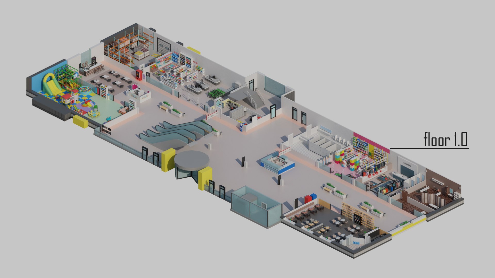 Low Poly Shop Center 1 3D - TurboSquid 1781508