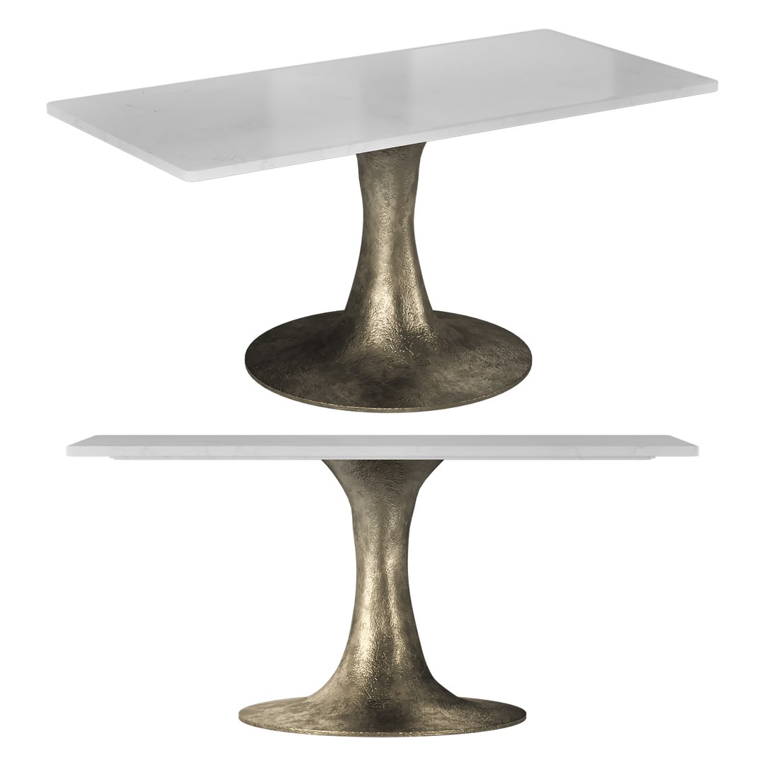 3D Pool White Marble Silver Pedestal Console Table - TurboSquid 1955516