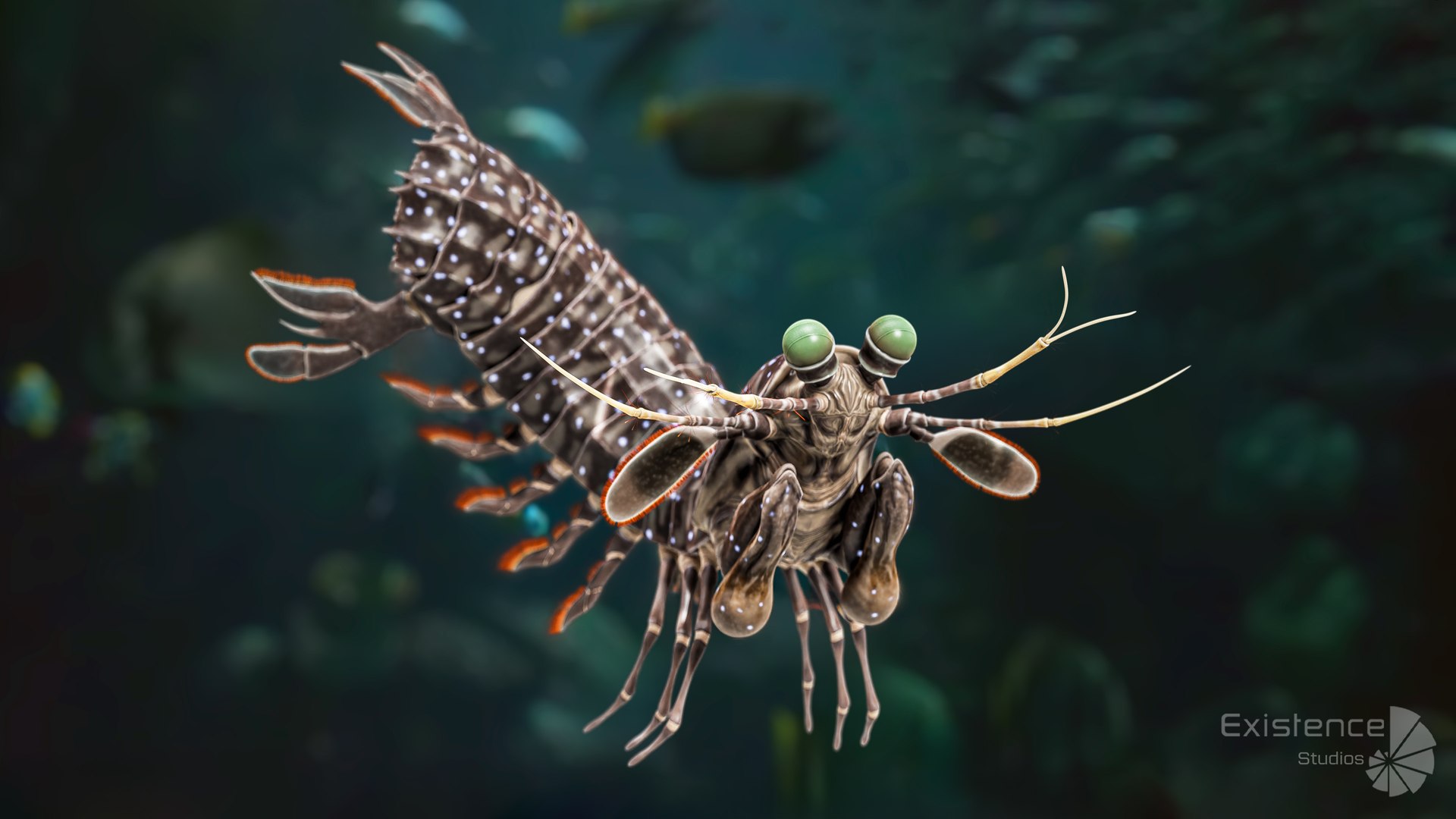 3D Mantis Shrimp - Rex Rainbow Peacock - Underwater Monster ...