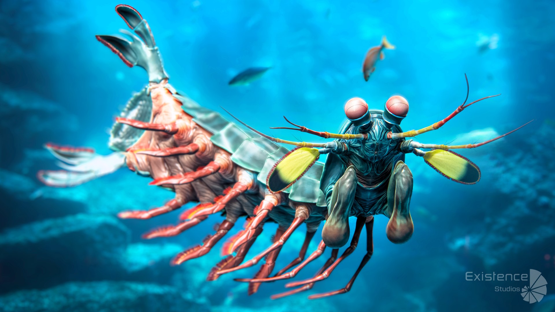 3D Mantis Shrimp - Rex Rainbow Peacock - Underwater Monster ...