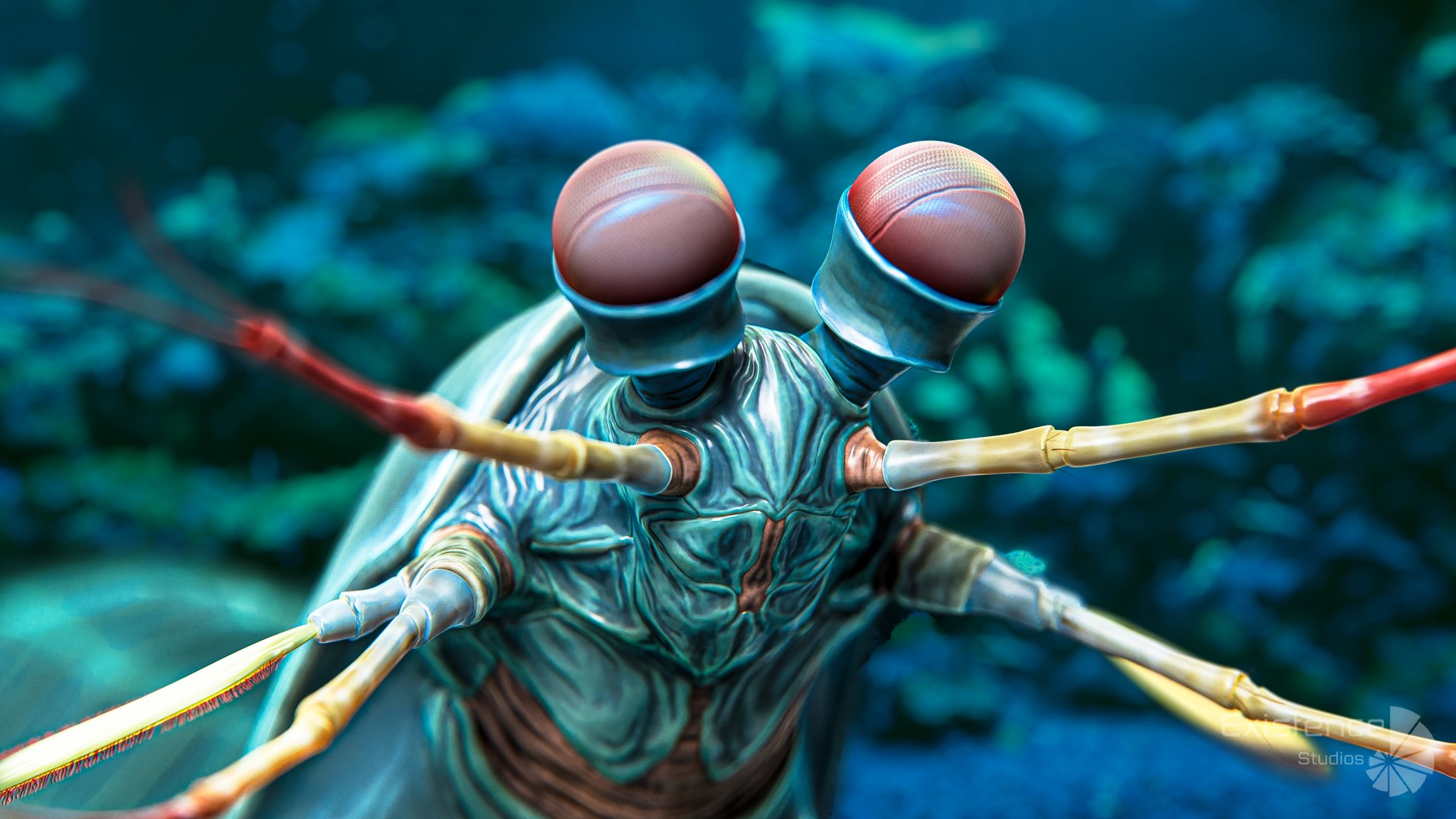 3D Mantis Shrimp - Rex Rainbow Peacock - Underwater Monster ...