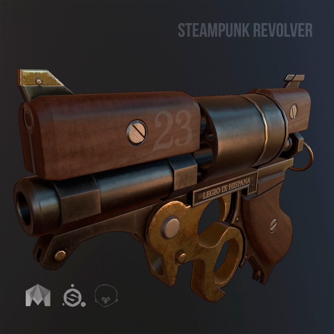 3D steampunk revolver - TurboSquid 1385646