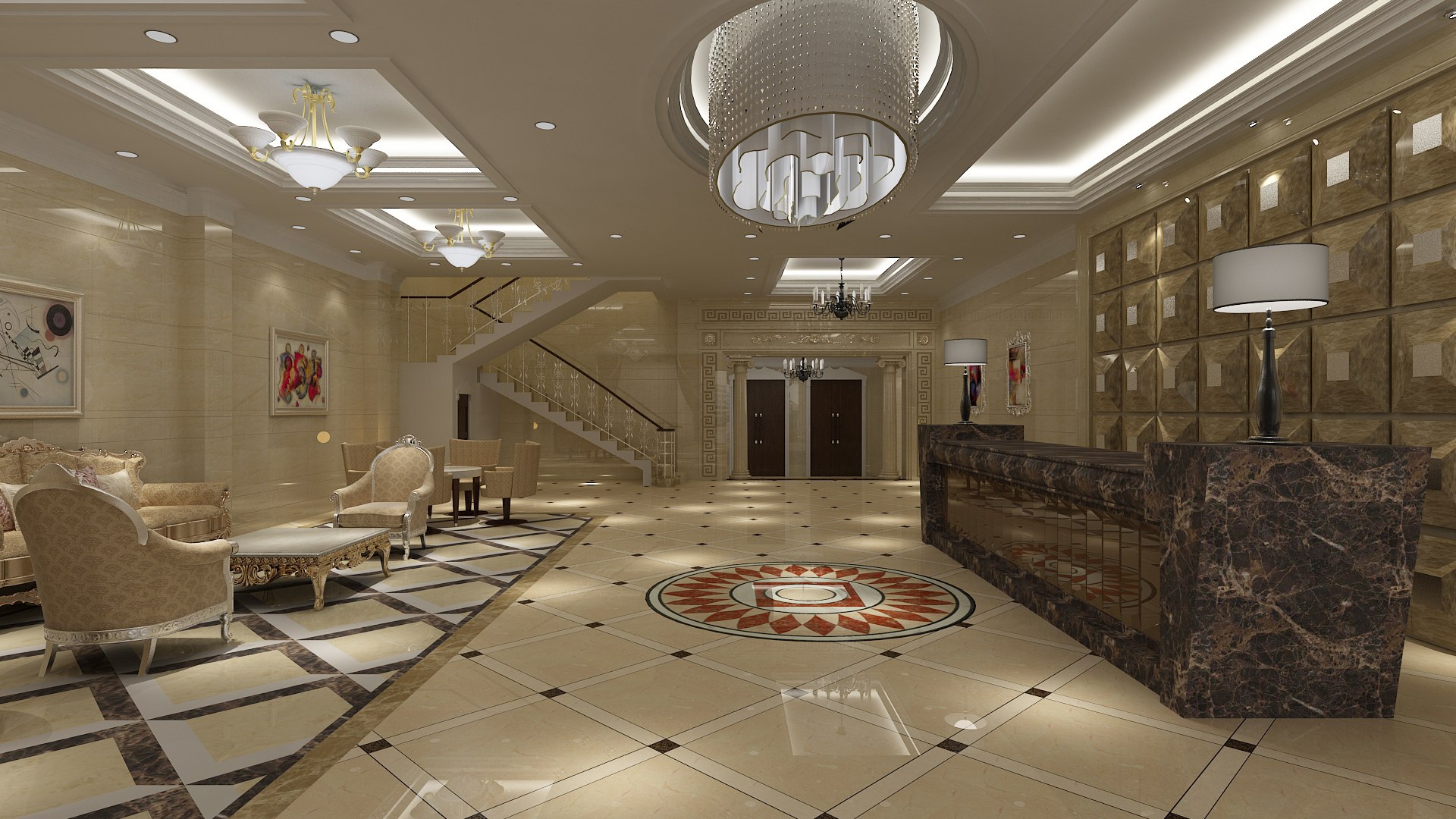 Hotel lobby 3D model - TurboSquid 1685856