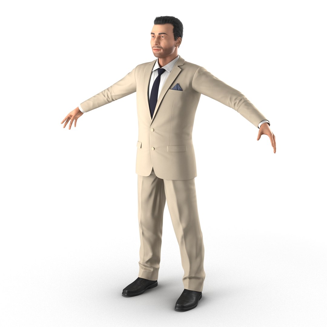mediterranean businessman rigged modeled 3d model
