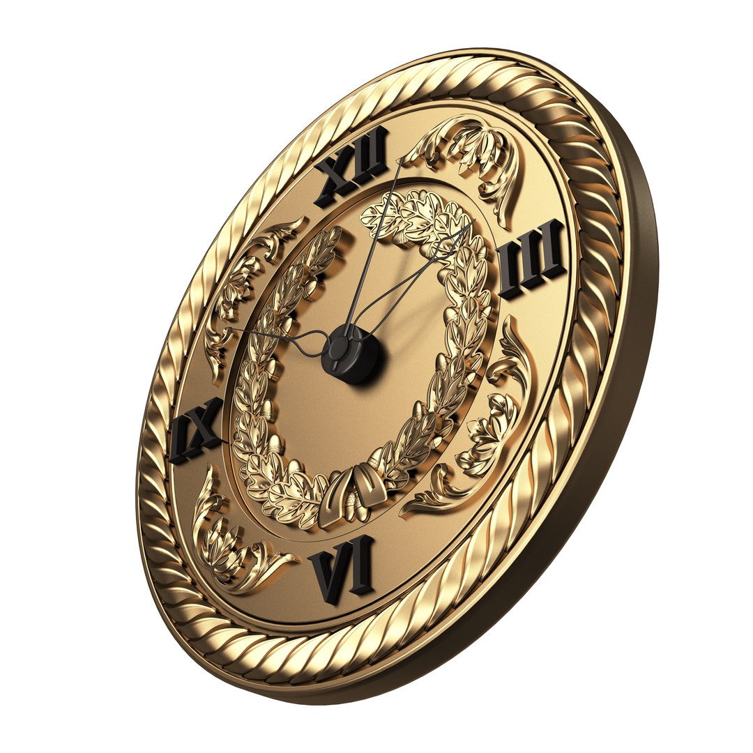 3D Classic Wall Clock 06 Gold Model - TurboSquid 2137309
