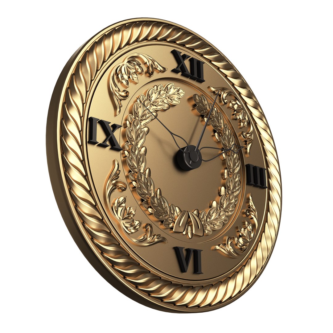 3D Classic Wall Clock 06 Gold Model - TurboSquid 2137309