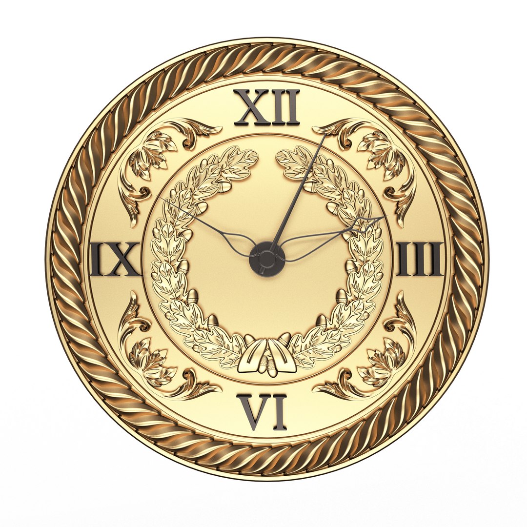 3D Classic Wall Clock 06 Gold Model - TurboSquid 2137309