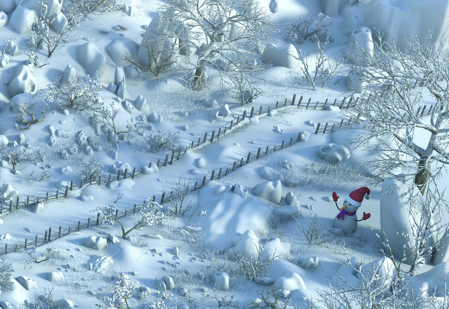 3D Model Path Forest Snow - TurboSquid 1377991