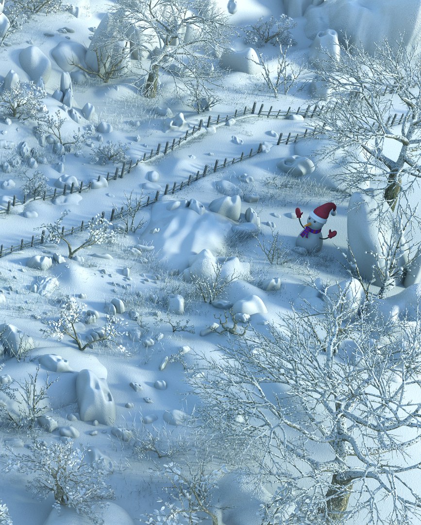 3D Model Path Forest Snow - TurboSquid 1377991