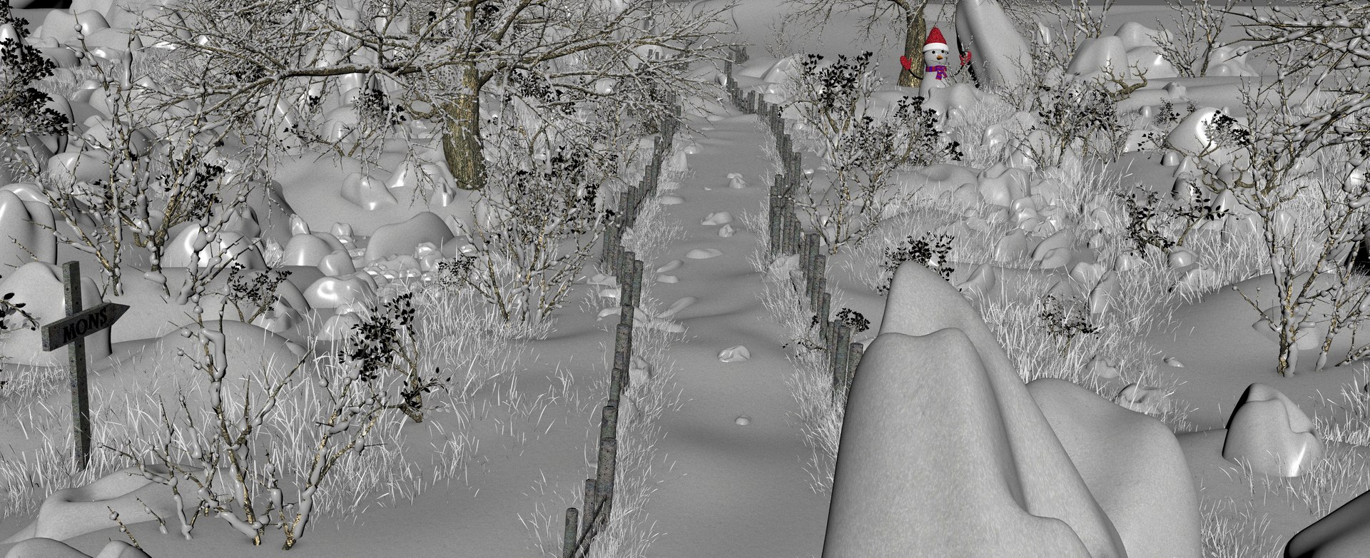 3D Model Path Forest Snow - TurboSquid 1377991