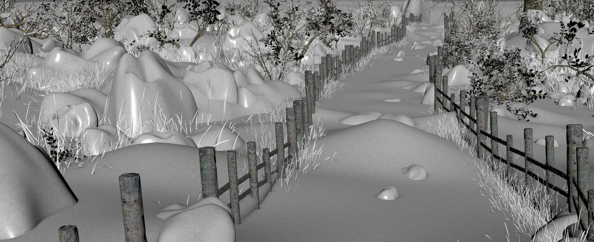 3D Model Path Forest Snow - TurboSquid 1377991