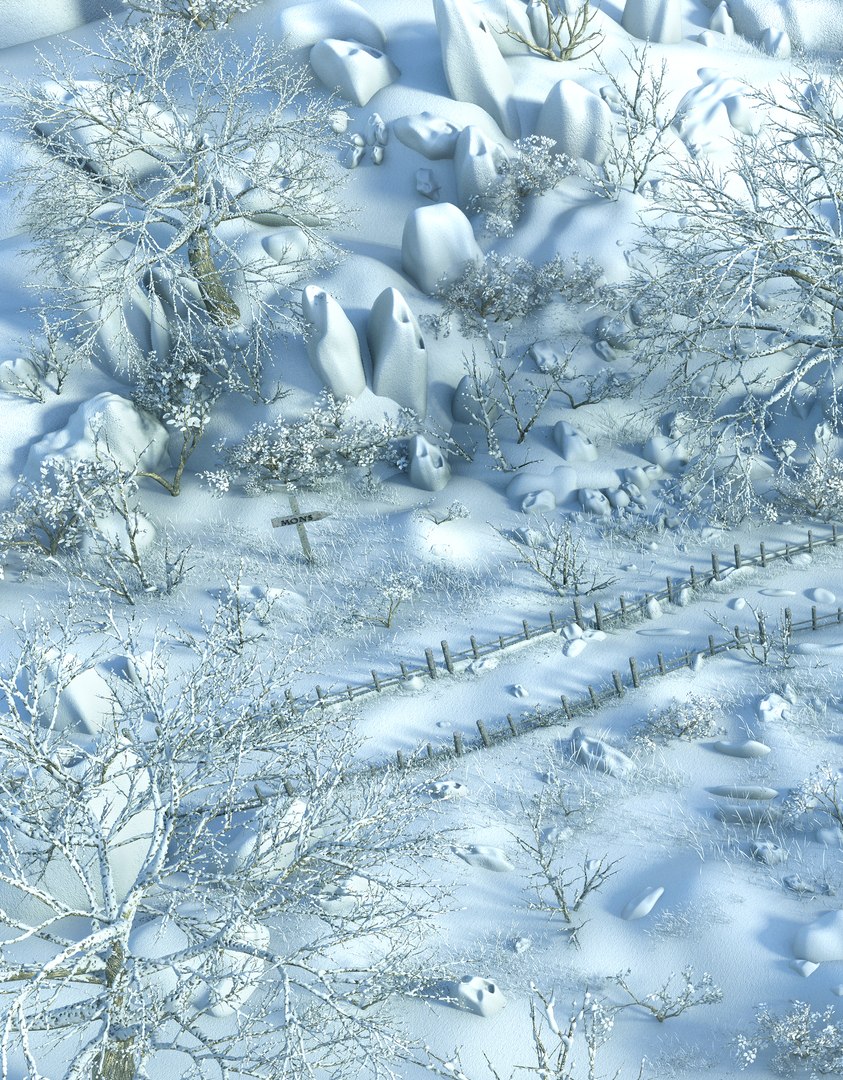 3D Model Path Forest Snow - TurboSquid 1377991