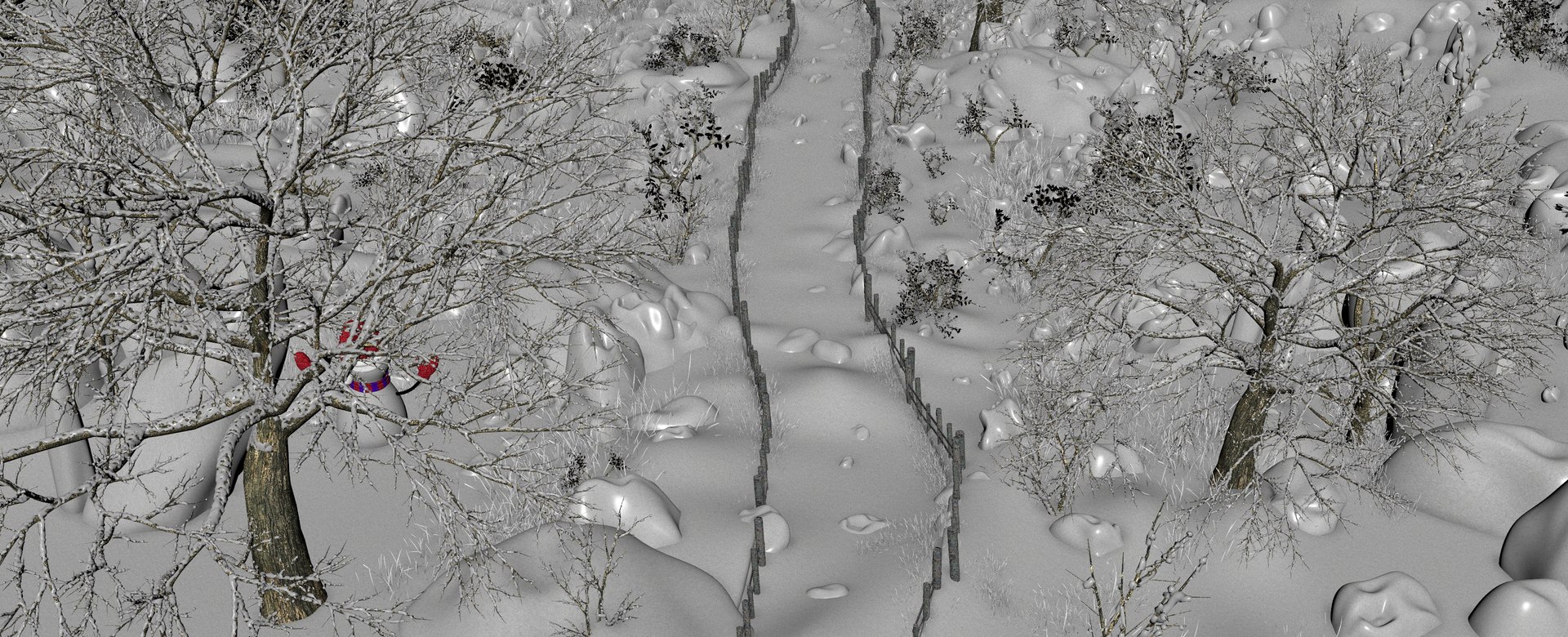 3D Model Path Forest Snow - TurboSquid 1377991