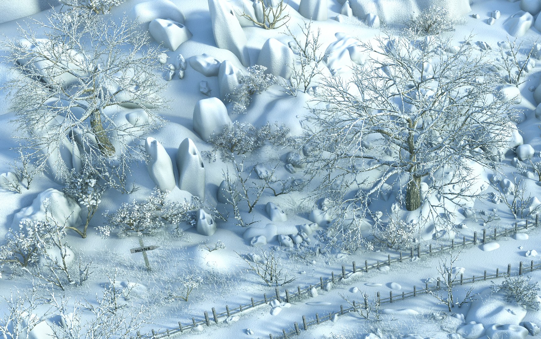 3D Model Path Forest Snow - TurboSquid 1377991