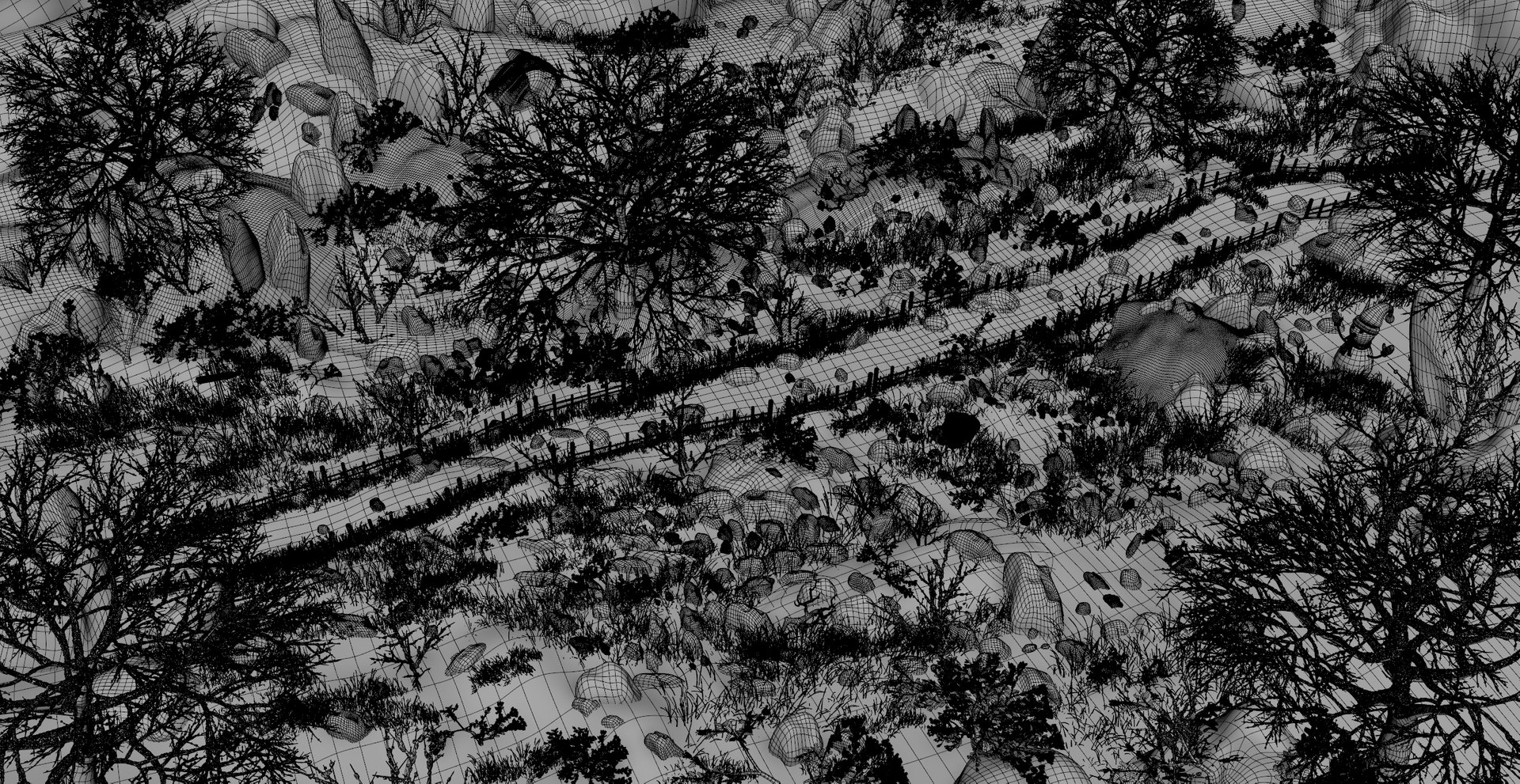 3D Model Path Forest Snow - TurboSquid 1377991