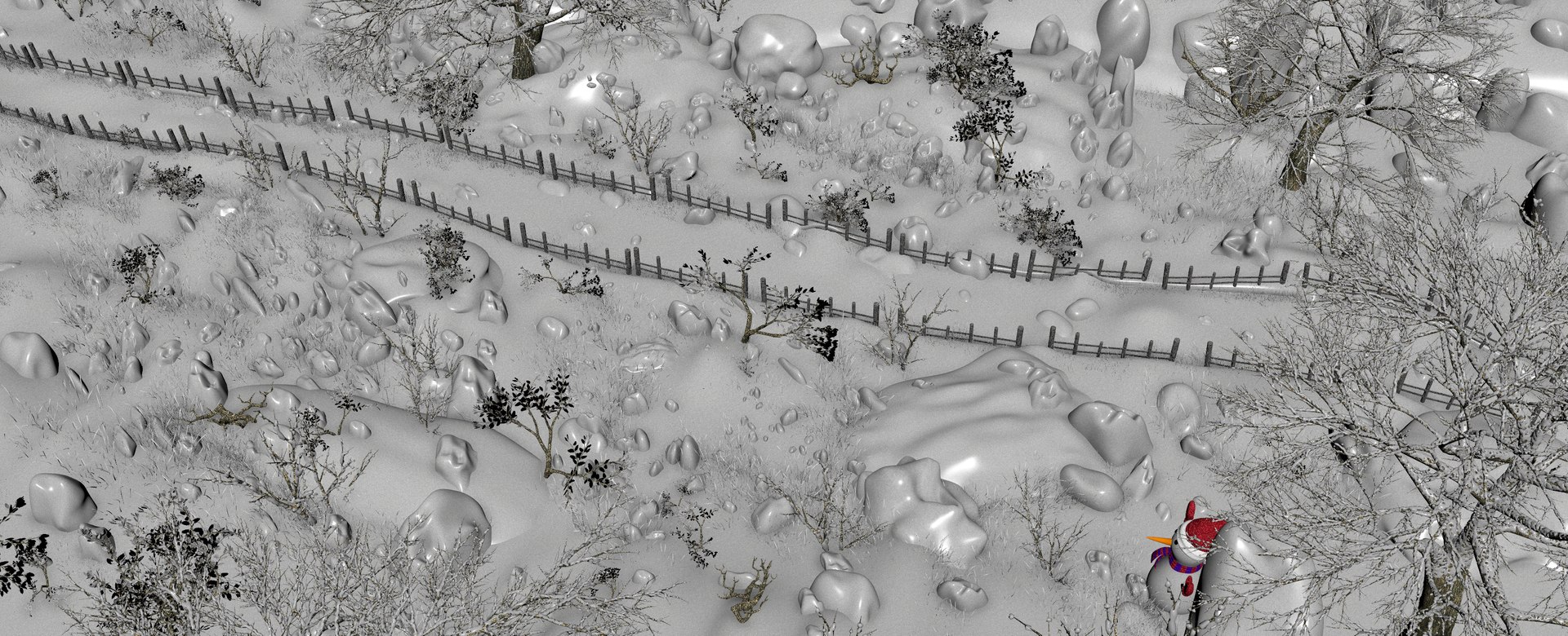 3D Model Path Forest Snow - TurboSquid 1377991