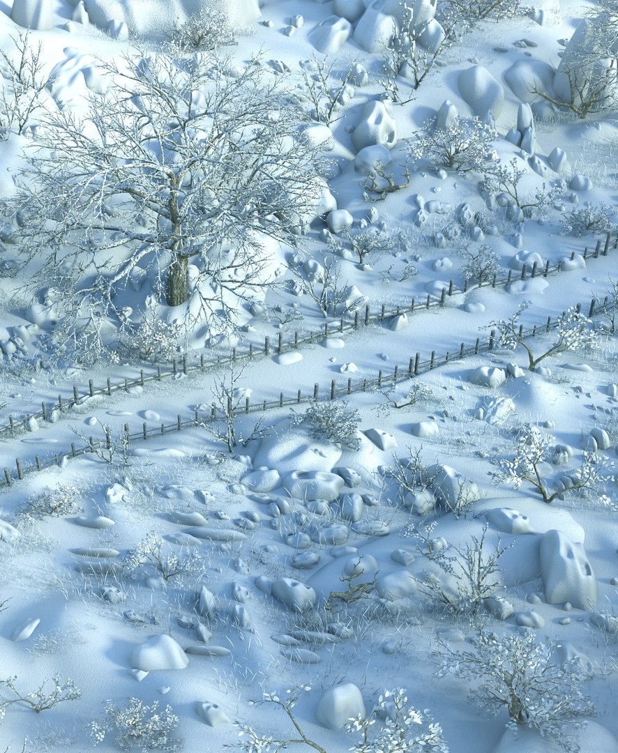 3D Model Path Forest Snow - TurboSquid 1377991
