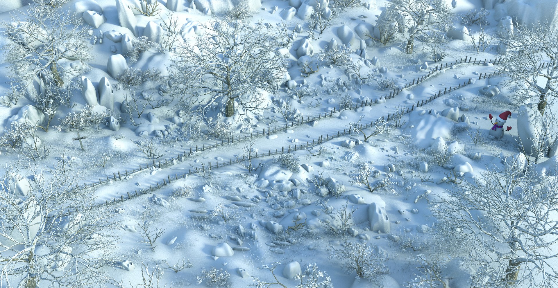 3D model path forest snow - TurboSquid 1377991