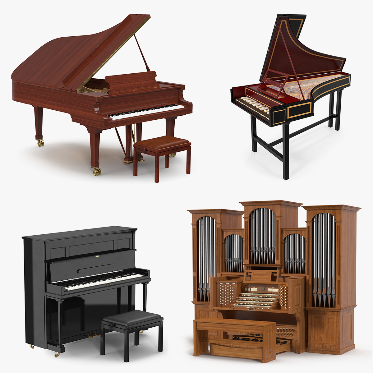 Musical keyboard instruments keys model - TurboSquid 1340240