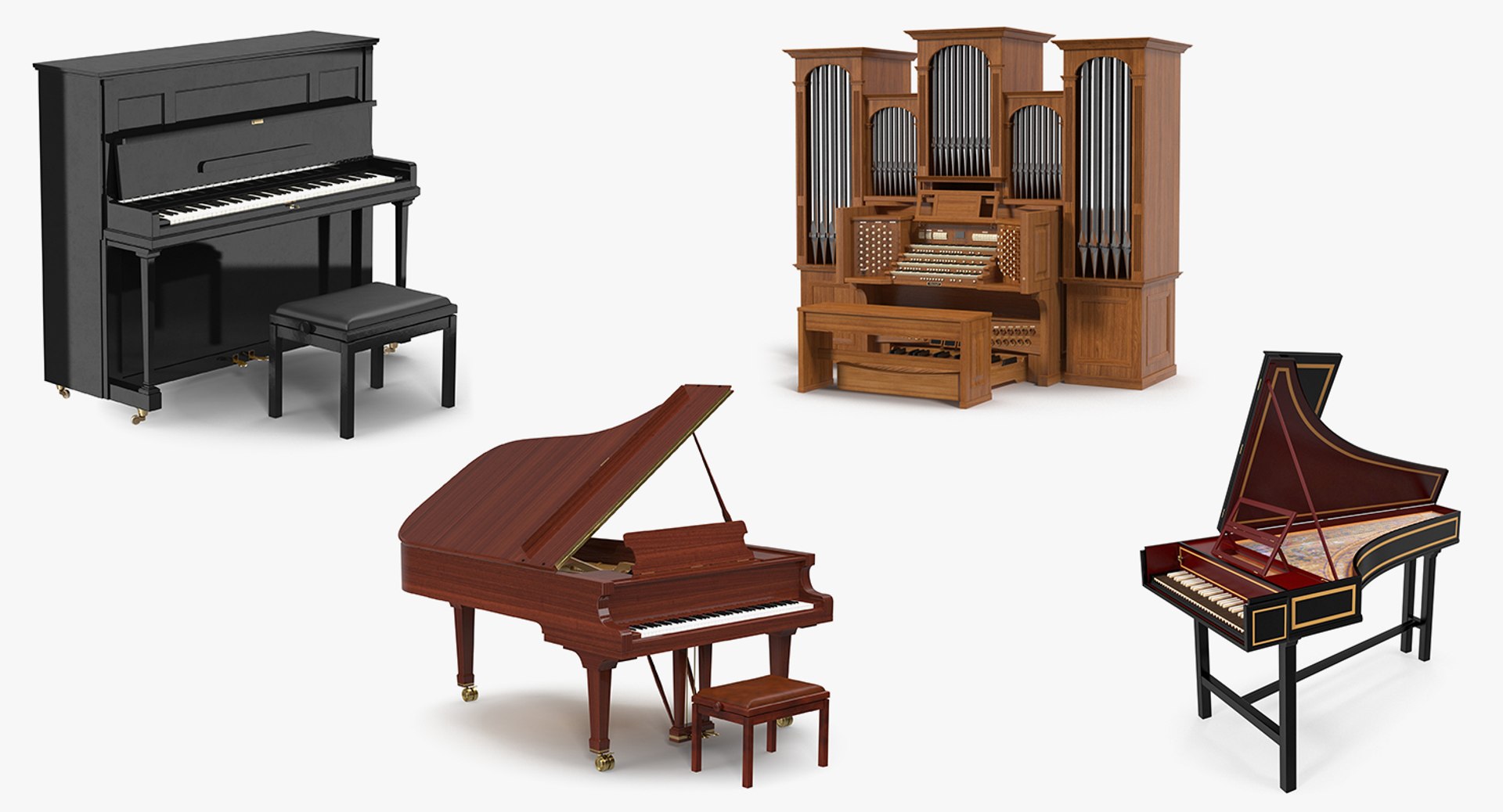 Musical keyboard instruments keys model - TurboSquid 1340240