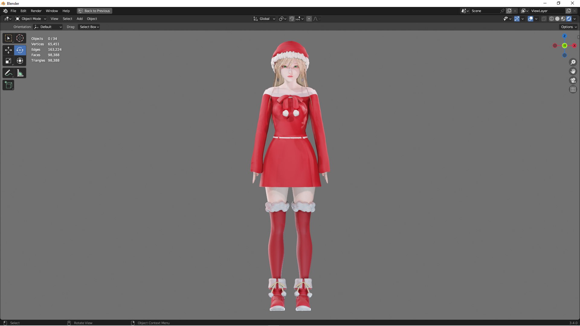 Christmas Clothing 0002 - Blender - Realistic Female Character 3D Model ...