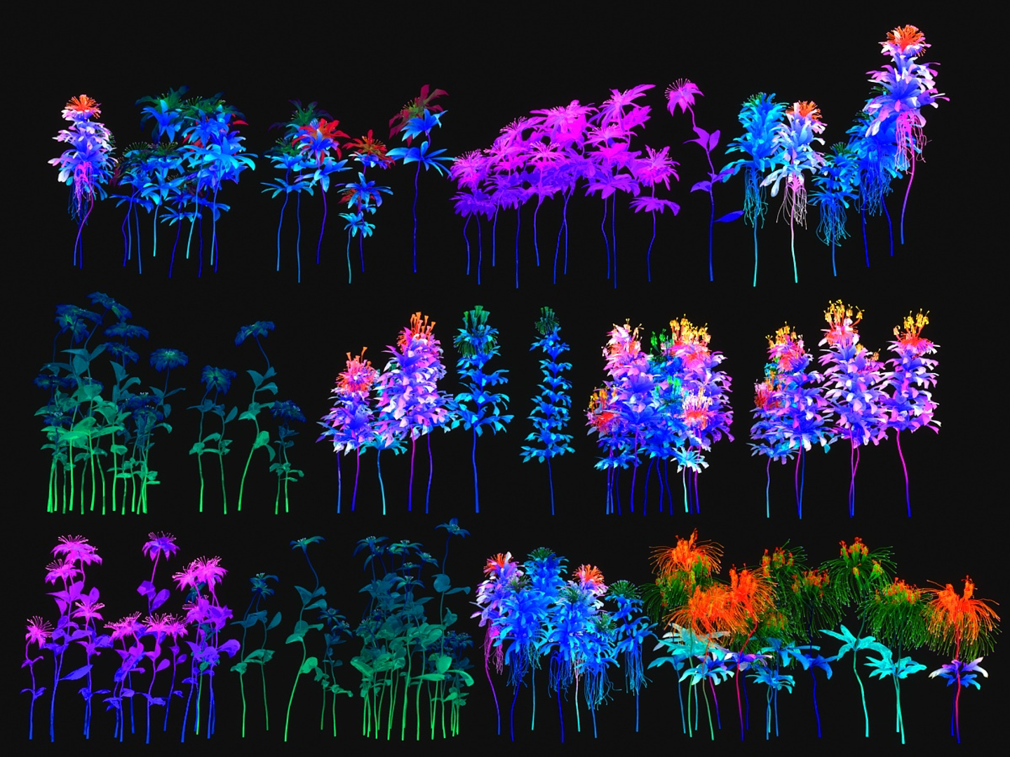 Glowing Flower Pack Model - TurboSquid 1386142