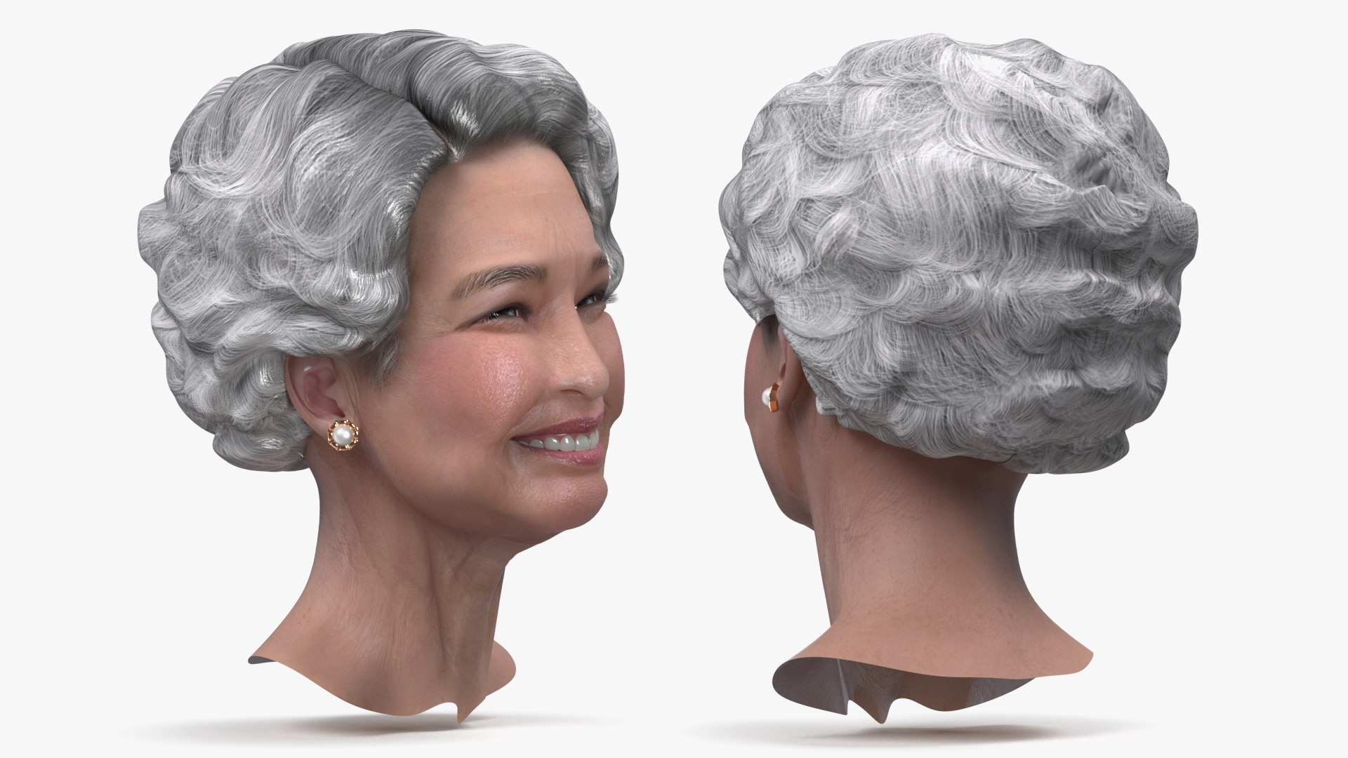 Elderly Chinese Woman Head Smiling 3D Model - TurboSquid 2087465