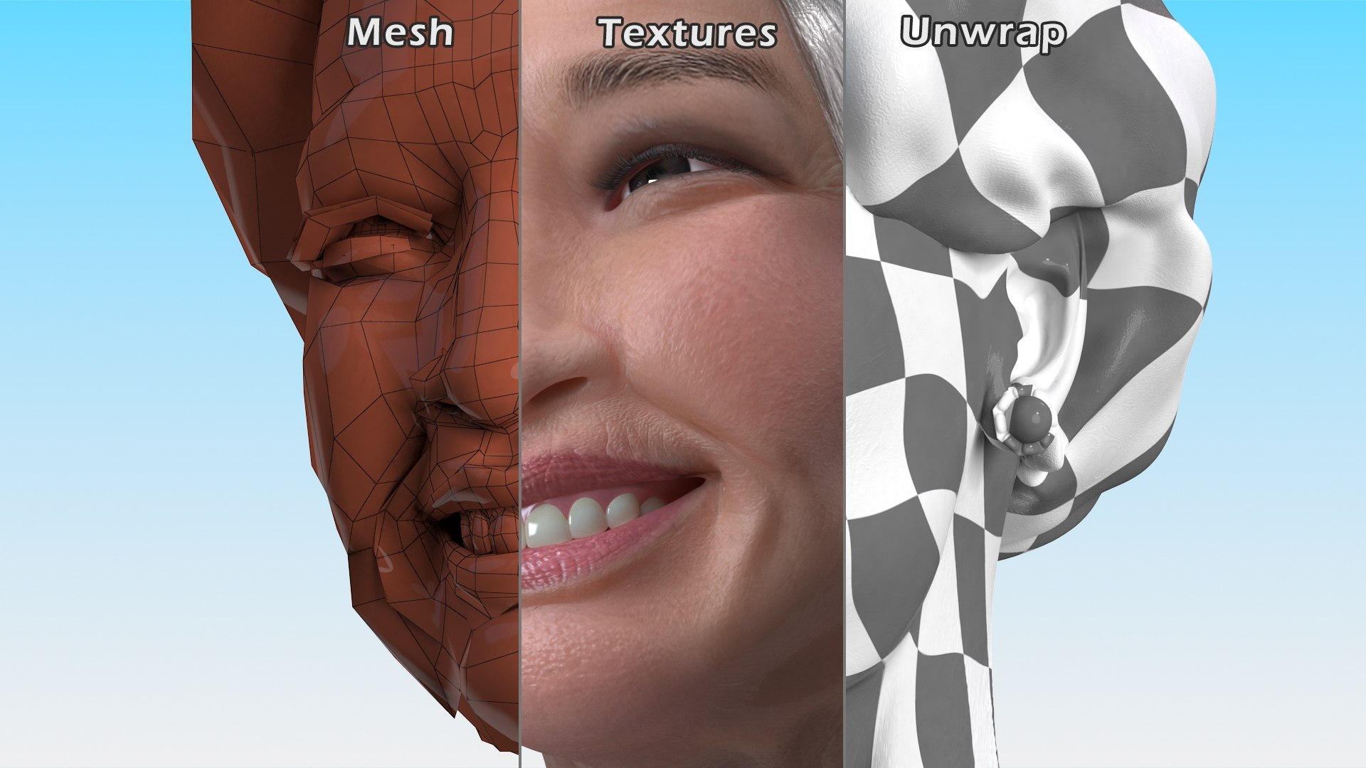 Elderly Chinese Woman Head Smiling 3D Model - TurboSquid 2087465