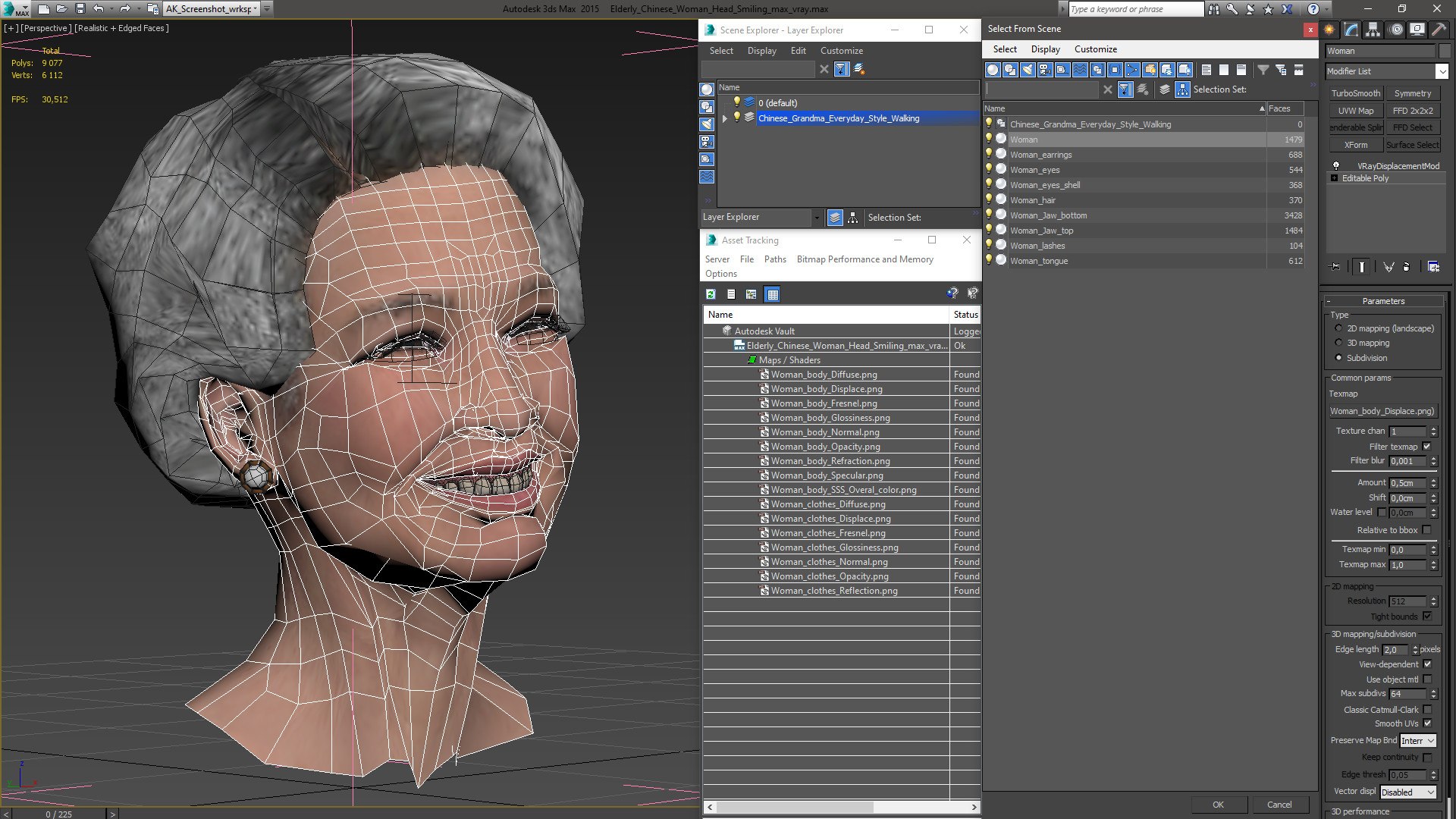Elderly Chinese Woman Head Smiling 3D Model - TurboSquid 2087465