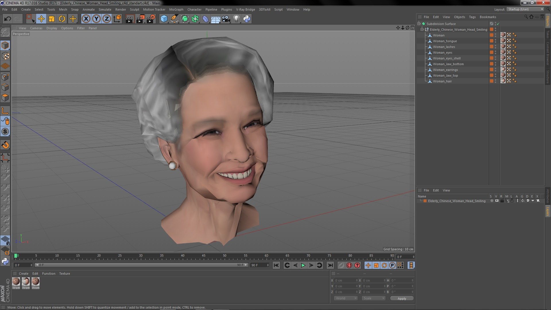 Elderly Chinese Woman Head Smiling 3D Model - TurboSquid 2087465