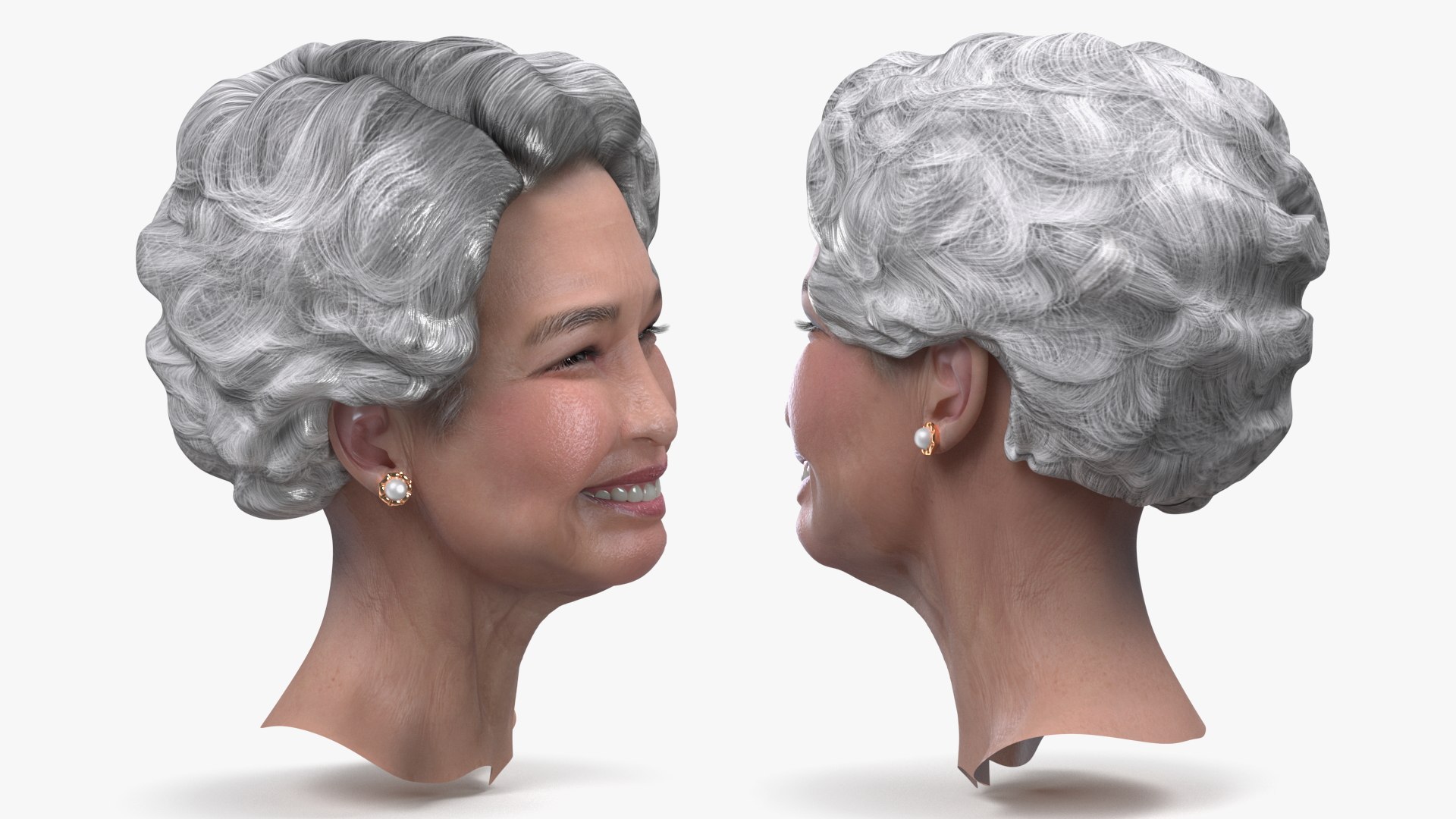 Elderly Chinese Woman Head Smiling 3D Model - TurboSquid 2087465