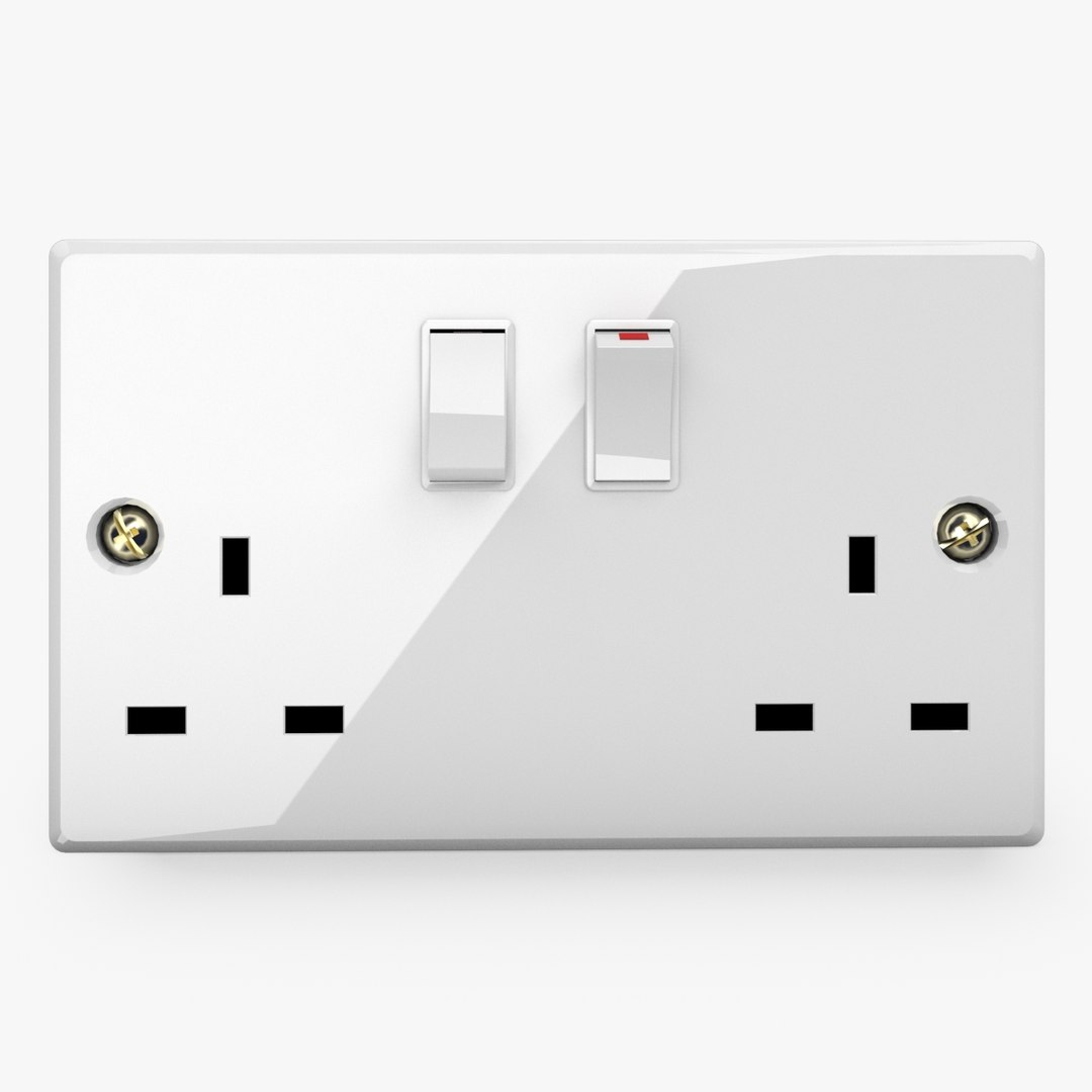 uk socket double 3d obj